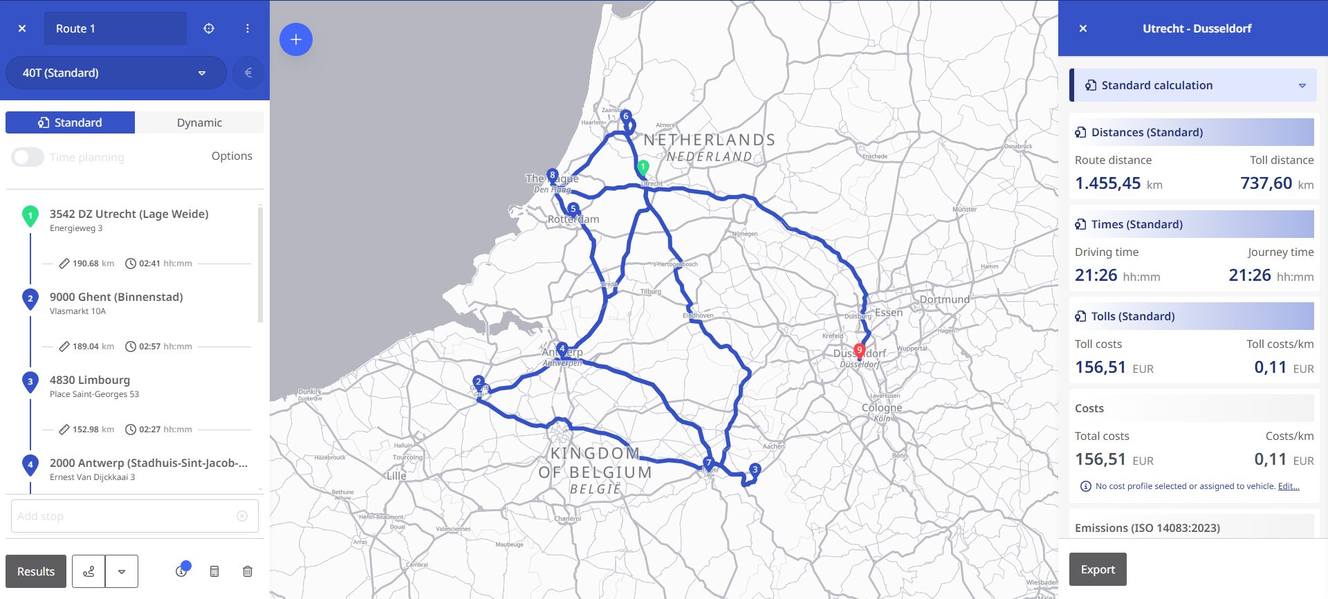 Routeplanning voor vrachtwagens ~ TLNplanner